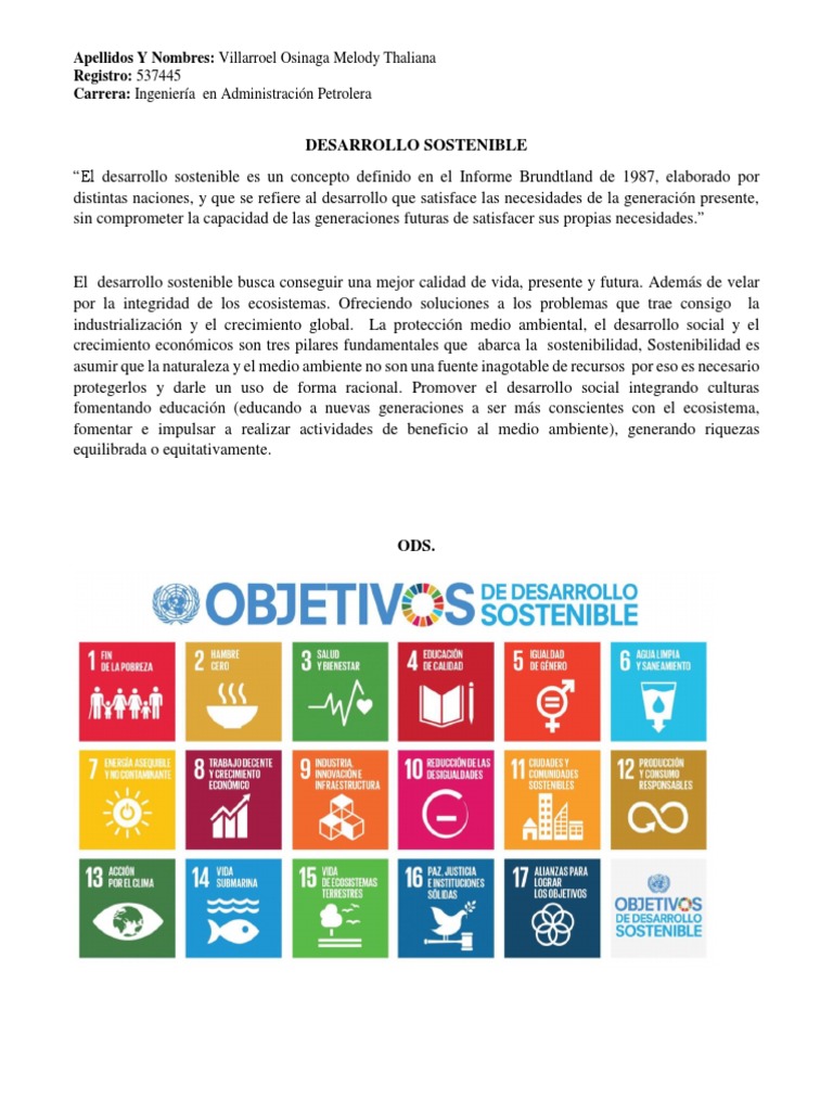 Desarrollo Sostenible y Ods | PDF | Sustentabilidad | Desarrollo sostenible