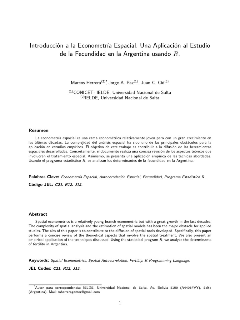 Introduccion A La Econometria Espacial U | PDF | Econometría | Estadísticas
