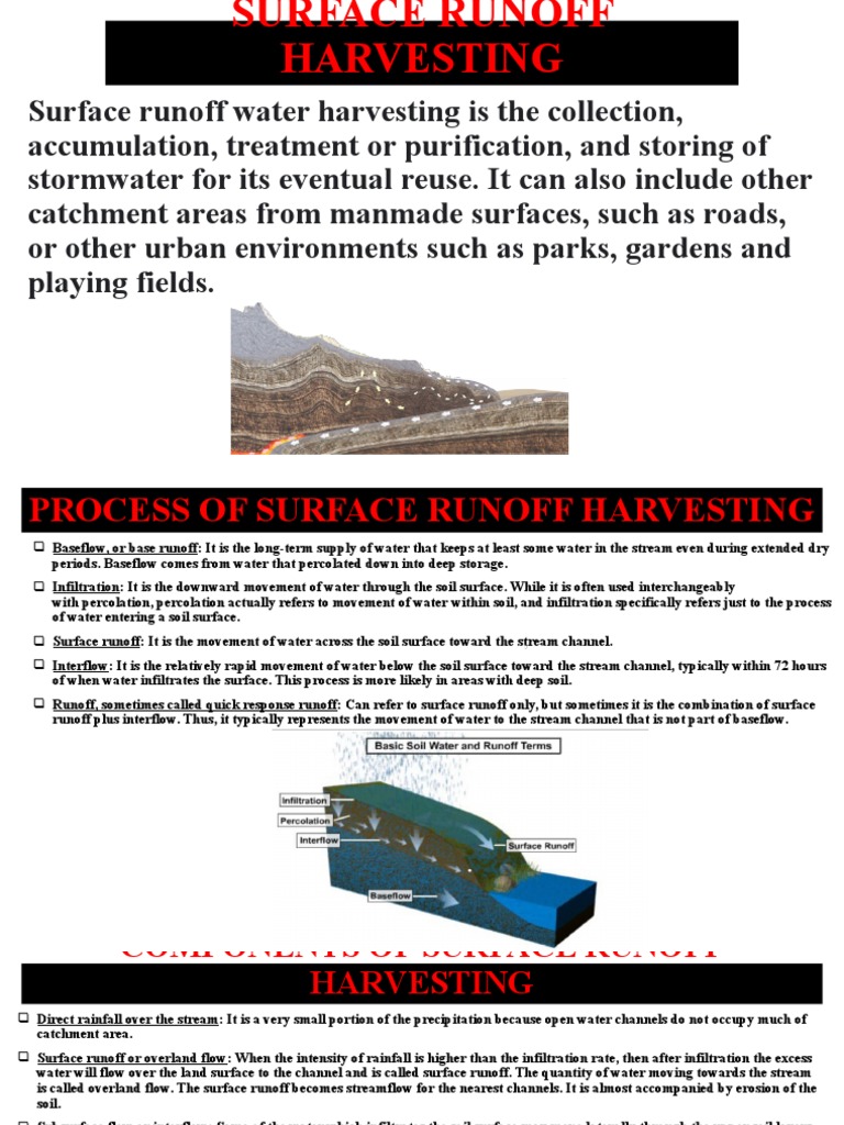 Surface Runoff Water Harvesting Explained | PDF | Surface Runoff | Stream