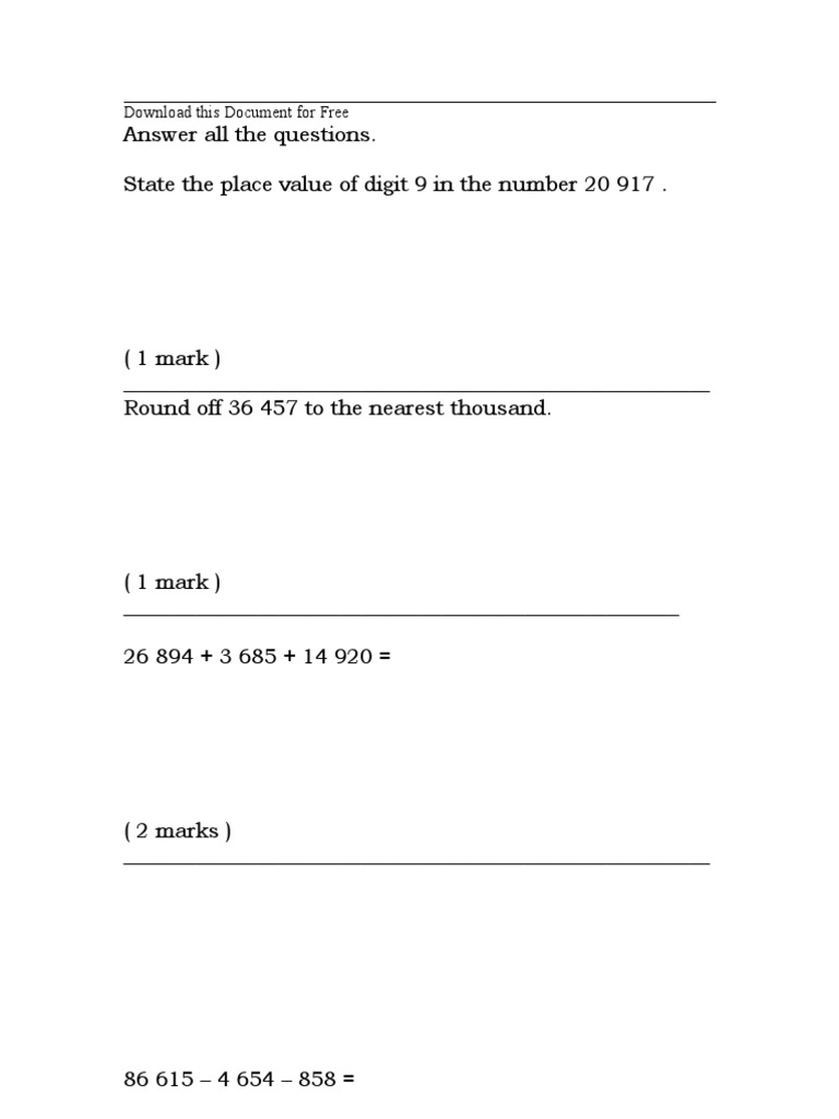 Free Math Practice Questions PDF | PDF