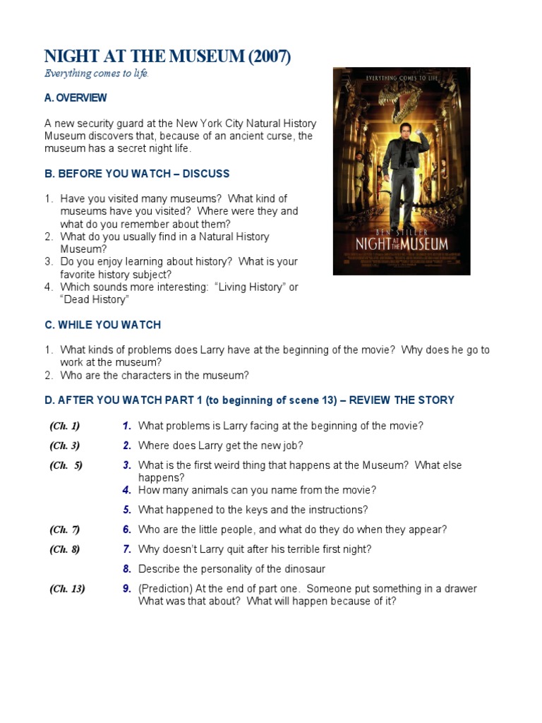 Night at Museum - Handout | PDF | Young Adult