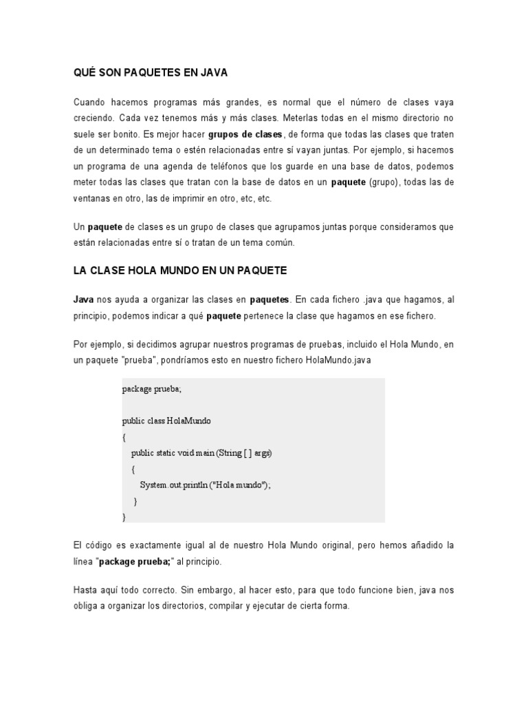 Qué Son Paquetes en Java | PDF | Java (lenguaje de programación ...