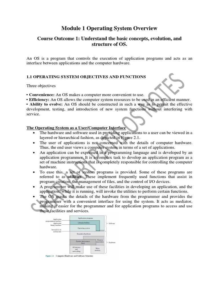 Module 1 Operating System Overview Pdf Kernel Operating System