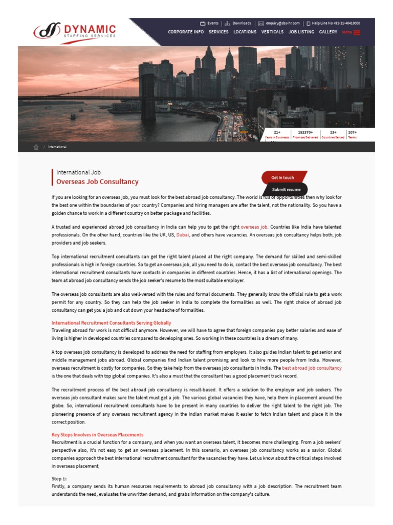 Best Overseas/Abroad Job Consultancy in India, International ...