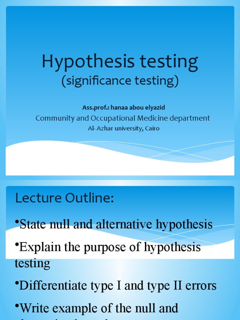 Work Shop Hypothesis Testing | PDF | Type I And Type Ii Errors | P Value