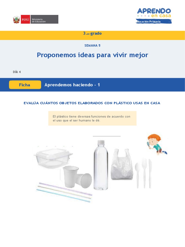 s5 3 Prim Anexo Dia 4 Aprendemos Haciendo 1 | PDF | El plastico | Residuos