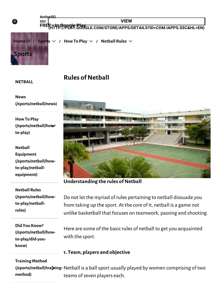 Rules of Netball - ActiveSG | PDF | Leisure | Sport Variants