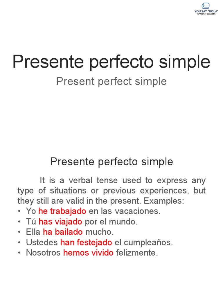 Guía del Presente Perfecto Simple | PDF