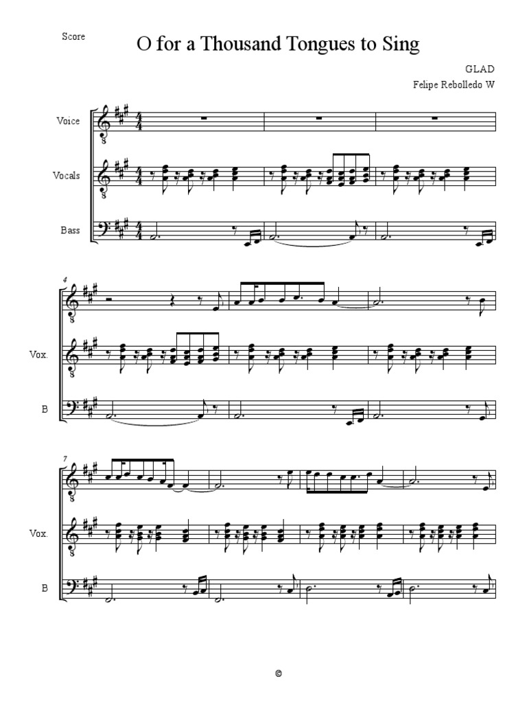 O For A Thousand Tongues To Sing RAW | PDF