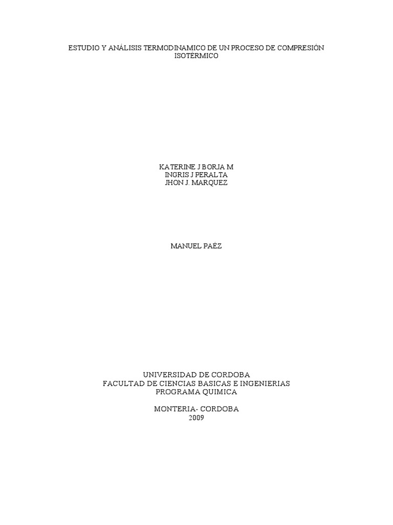 Proceso de Compresion Isotermico | PDF | Presión | Gases
