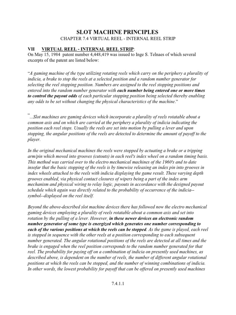 Slot Machine Principles: VII Virtual Reel - Internal Reel Strip | PDF ...