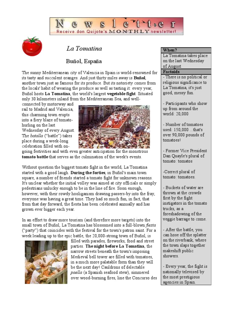 Pinnola Sub Lesson Plan 4 Tomatina | PDF | Entertainment Events | Festival