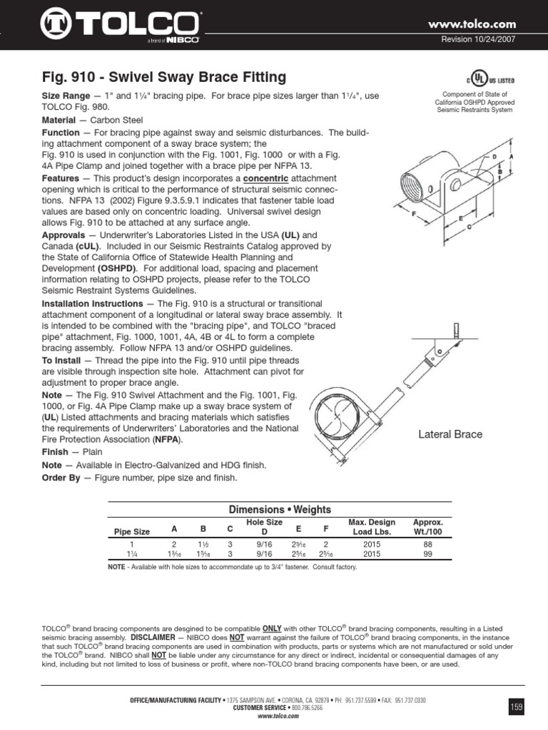 Soporte Antisísmico Fig910 | PDF | Pipe (Fluid Conveyance ...
