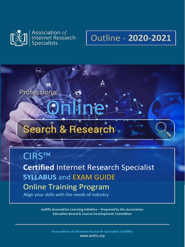 Certified Internet Research Specialist (CIRS™) Syllabus For 2021 Exams ...