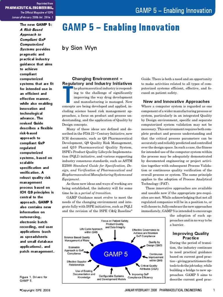 GAMP 5 - Enabling Innovation: by Sion Wyn | PDF | Verification And Validation | Production And ...