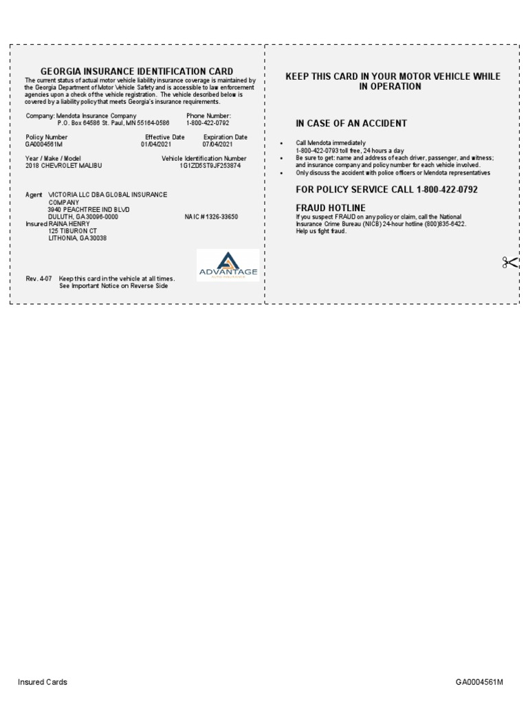 Insurance Card | PDF | Insurance | Vehicles