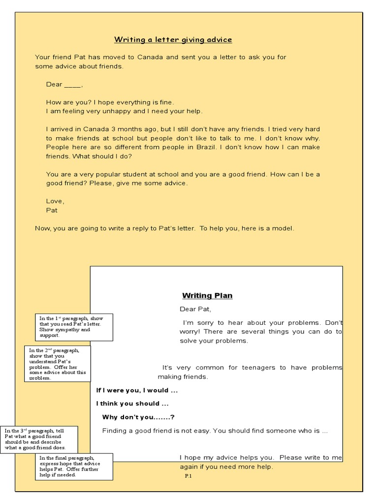 Writing A Letter Giving Advice | PDF | Self-Improvement