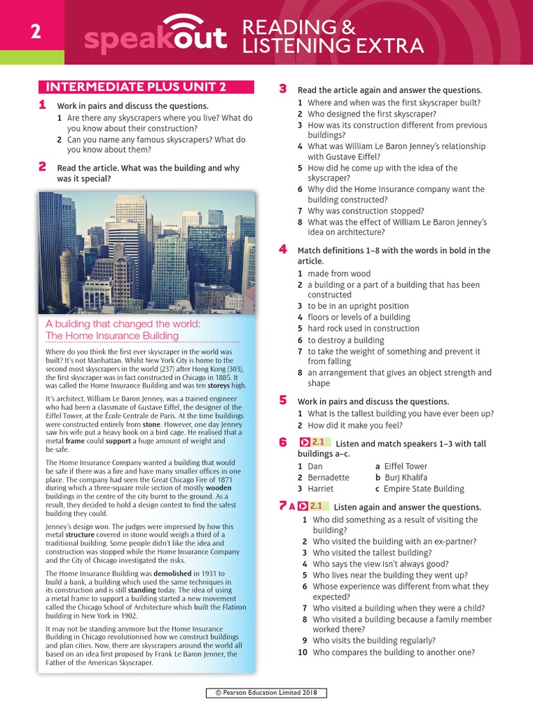 Reading & Listening Extra: Intermediate Plus Unit 2 | PDF