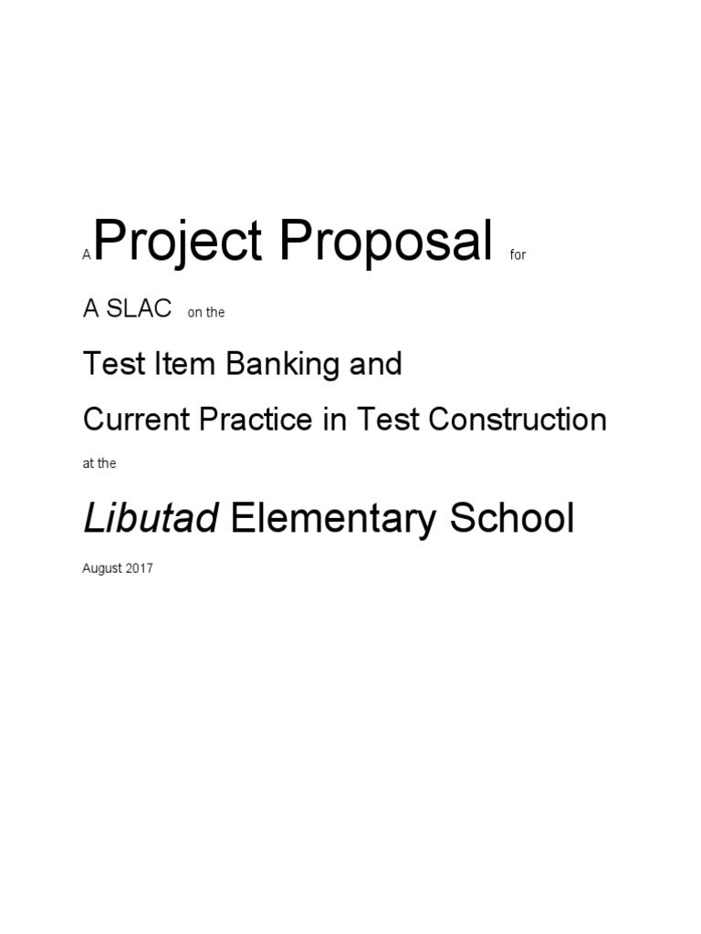 Slac Proposal Test Item | PDF | Test (Assessment) | Educational Assessment