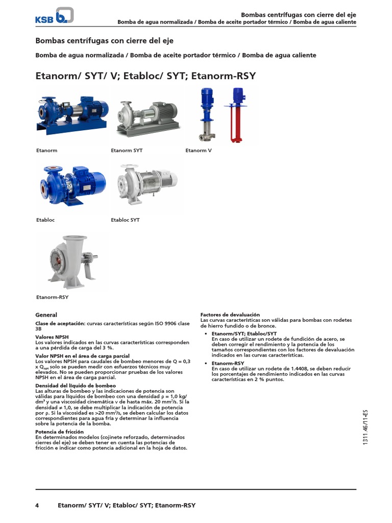 60 HZ Etanorm, Etanorm SYT, Etanorm V, (1) - 4 | PDF | Bomba | Naturaleza