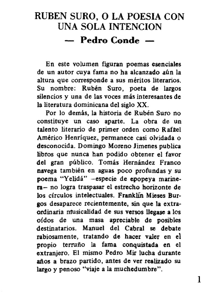 Suro, Ruben-Poemas Sola Intencion | PDF