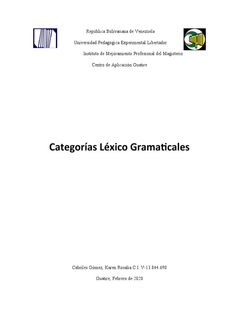 Categorias Lexico Gramaticales | PDF | Palabra | Sustantivo