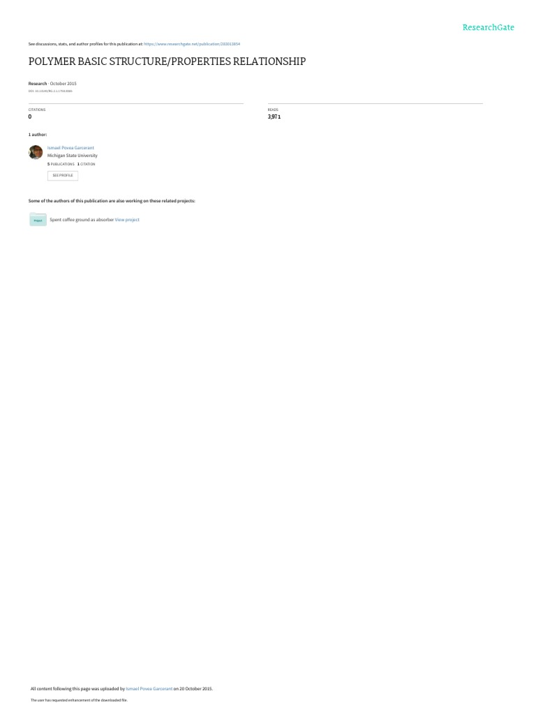 Polymer Basic Structure/Properties Relationship: October 2015 | PDF ...