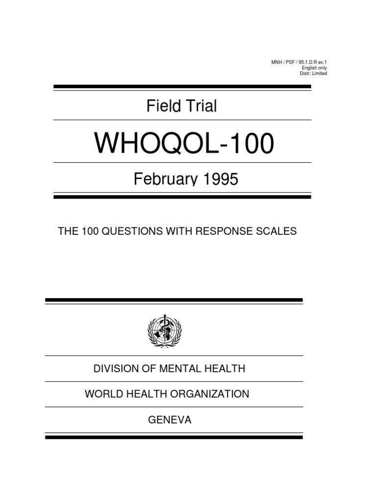 WHOQOL-100 Field Trial Guide | PDF | Health Sciences