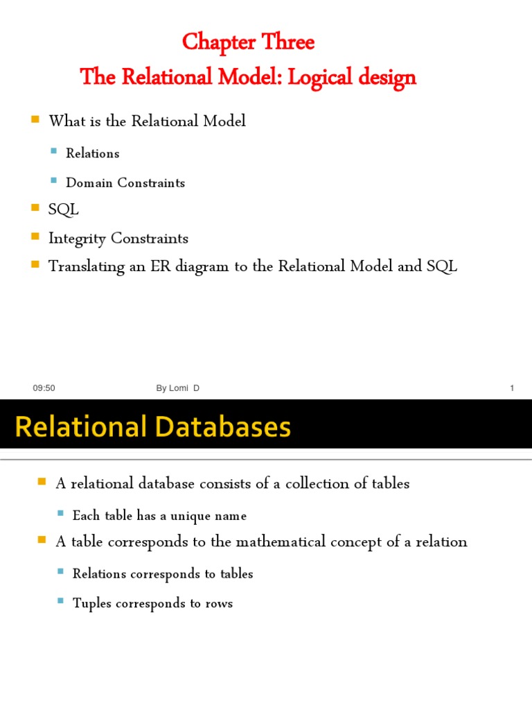 Chapter 3 Relational Database - Logical Design | PDF | Relational Model | Relational Database