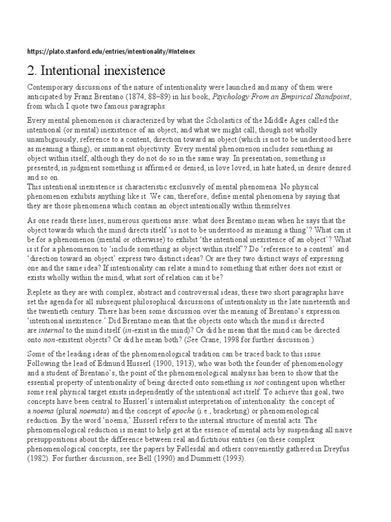 Understanding Intentional Inexistence | PDF | Phenomenology (Philosophy ...
