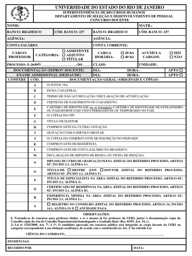 Modelo Completo de Checklist | PDF | Professores