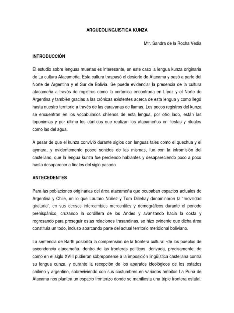Arqueolinguística Kunza | PDF