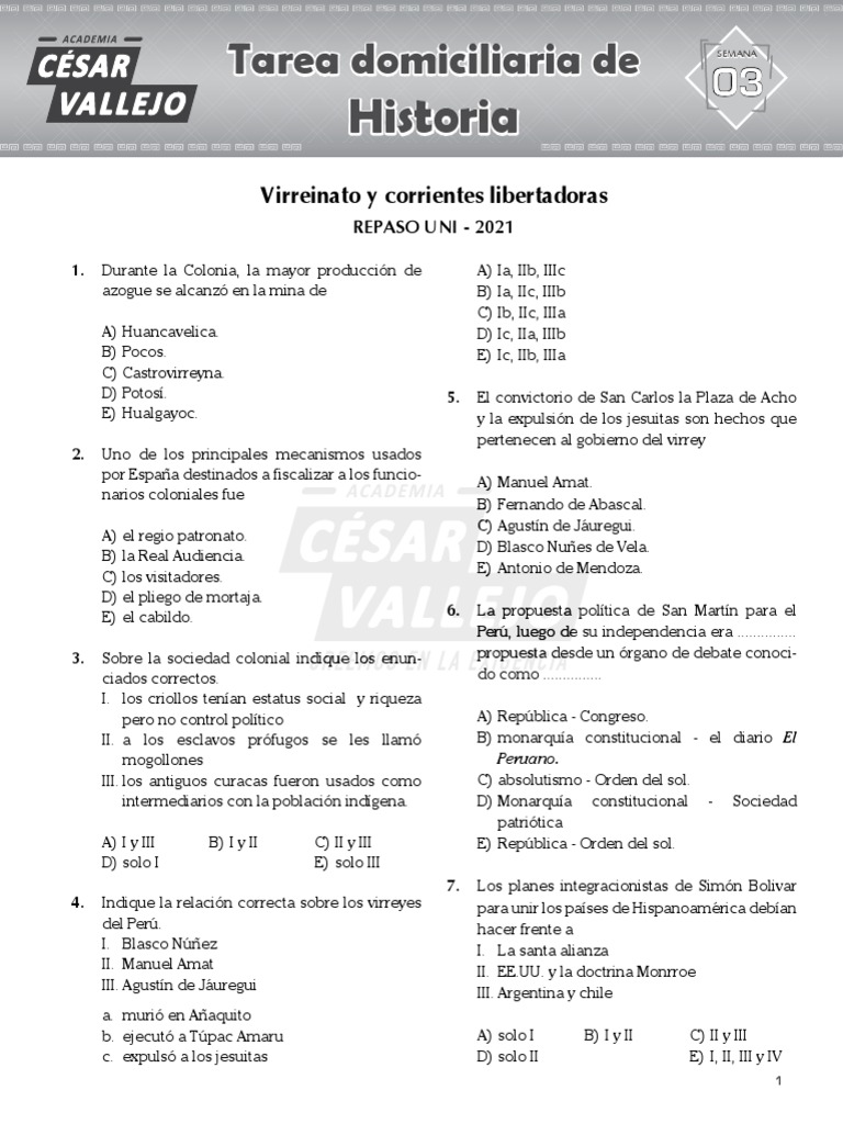 Repaso de Historia para UNI 2021 | PDF | Perú | Comunidad andina