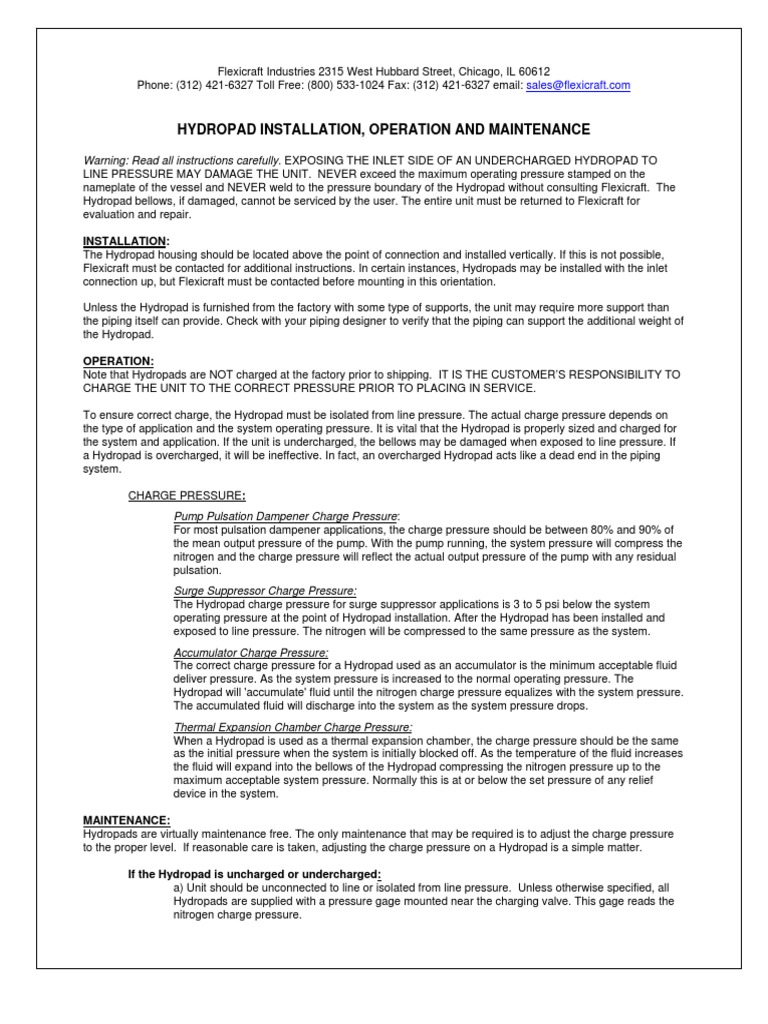 Hydropad Instructions | PDF | Pump | Valve