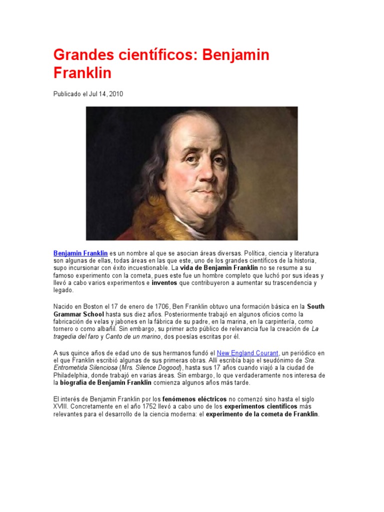 Legado Científico de Benjamin Franklin | PDF | Stephen Hawking ...