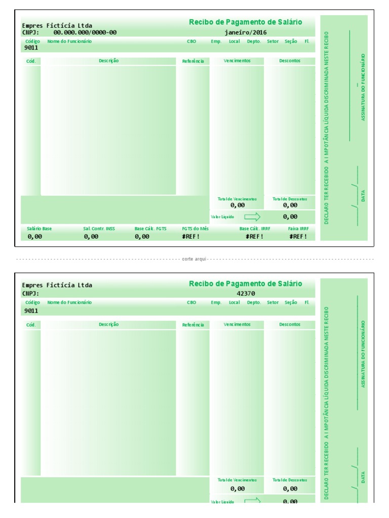 Modelo de Holerite Recibo Gratis 2 | PDF | Compensação de emprego | Despesa