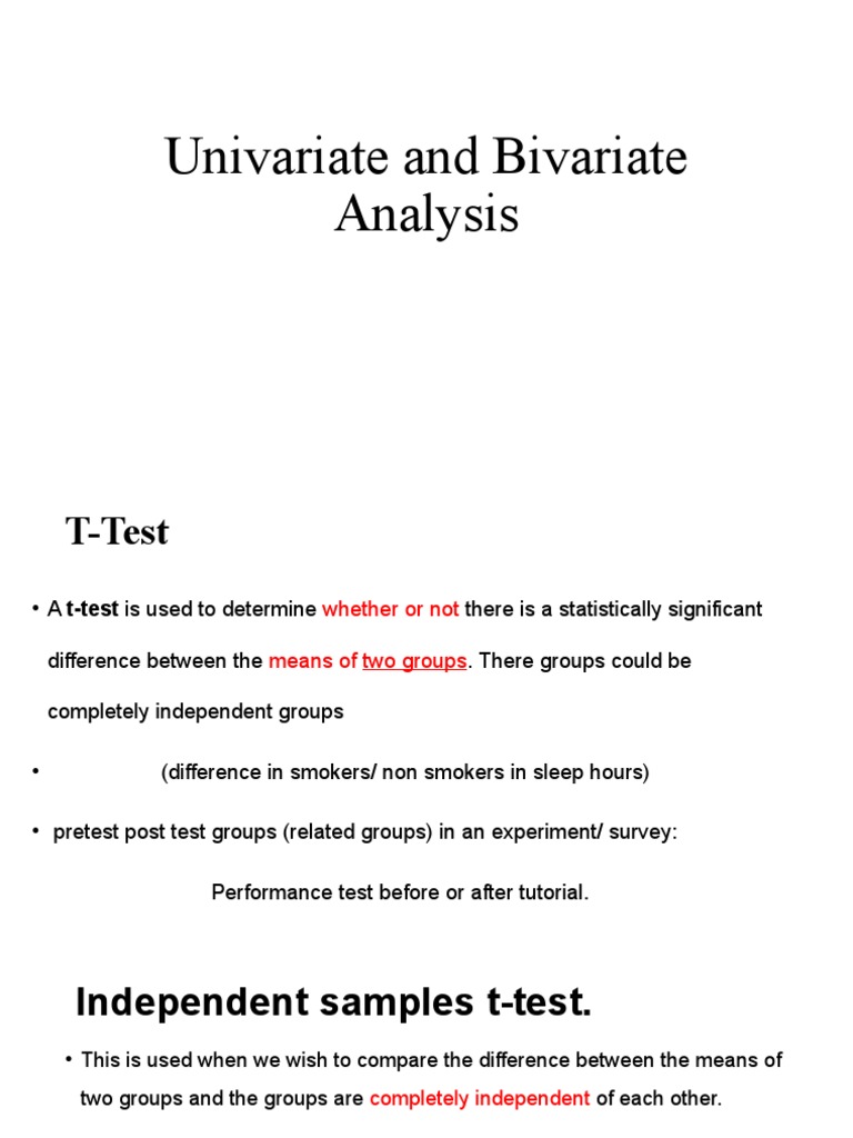 Univariate and Bivariate Analysis | PDF | Analysis Of Variance ...