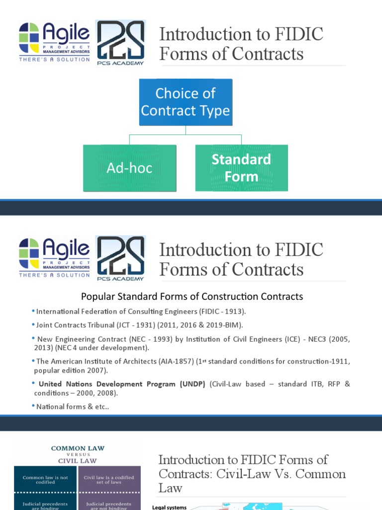 Introduction to FIDIC Forms of Contracts: A Comparison of Standard Forms and Their Evolution ...