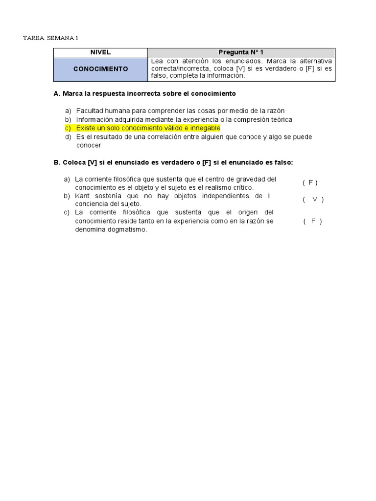 Tarea Semana 1 | PDF | Conocimiento | Empirismo