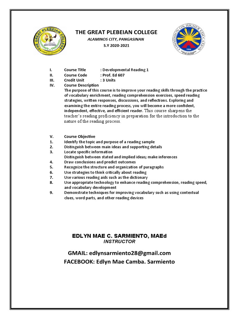 Prelim - Developmental Reading 1 | PDF | Perception | Reading Comprehension