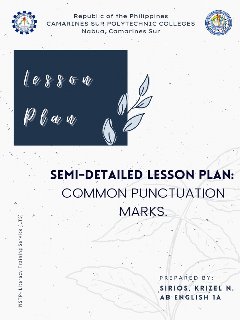 Lesson Plan For Project Proposal | PDF | Punctuation | Writing