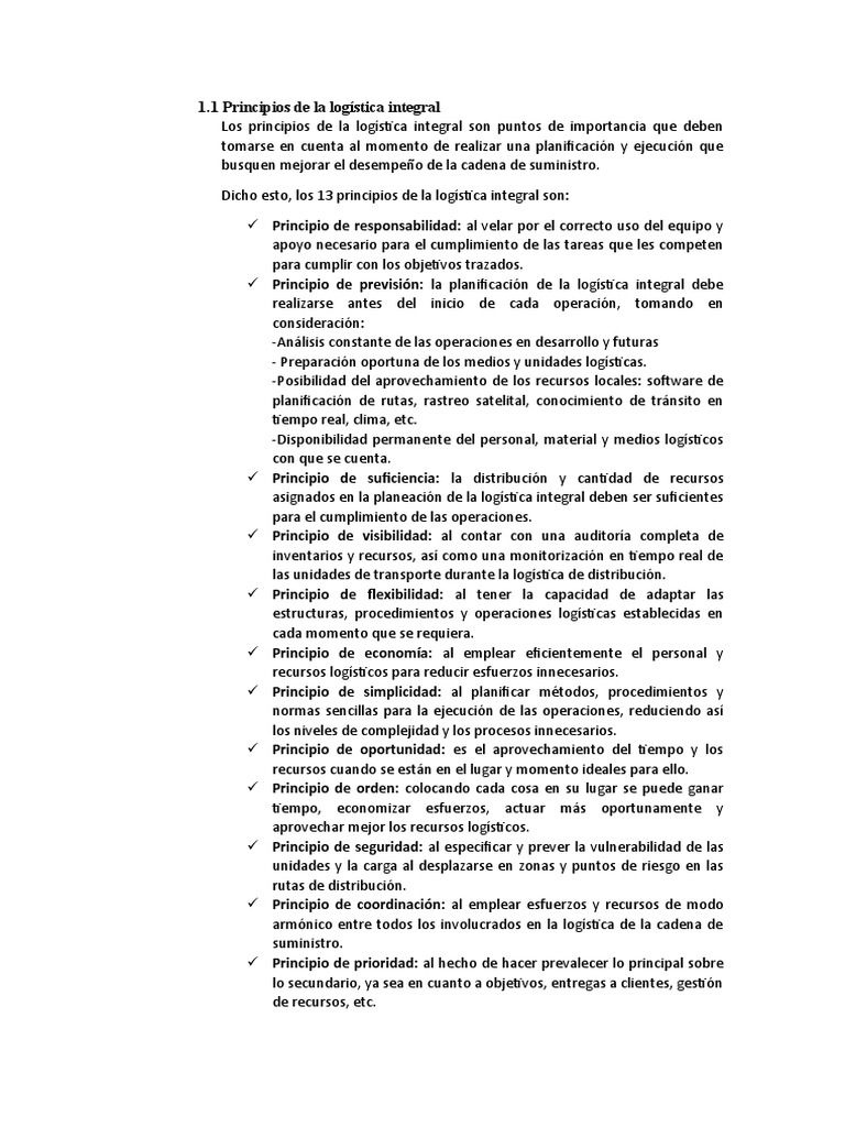 Principios de La Logística Integral | PDF | Logística | Planificación