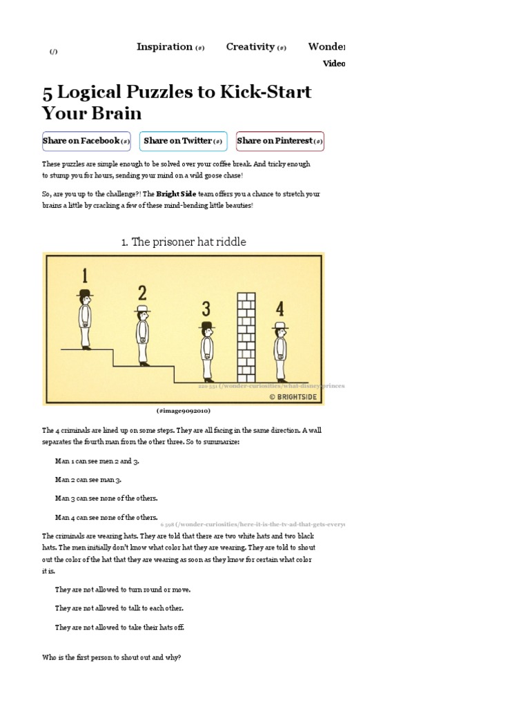 5 Logical Puzzles To Kick-Start Your Brain | PDF | Car