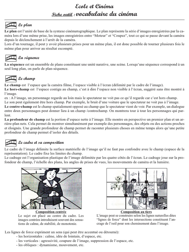 Vocabulaire essentiel du cinéma | PDF | Production de films ...