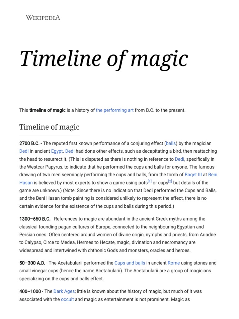Timeline of Magic - Wikipedia | PDF | Magic (Illusion) | Entertainment