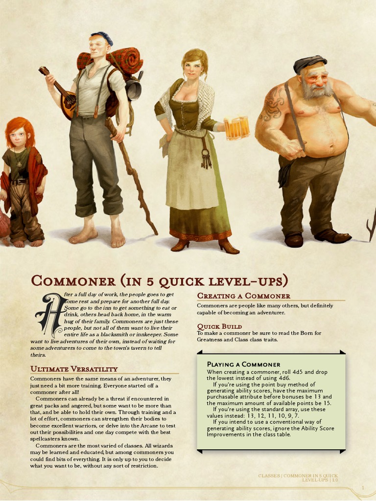 Commoner (In 5 Quick Level-Ups) | PDF | Fantasy Games | Wizards Of The ...