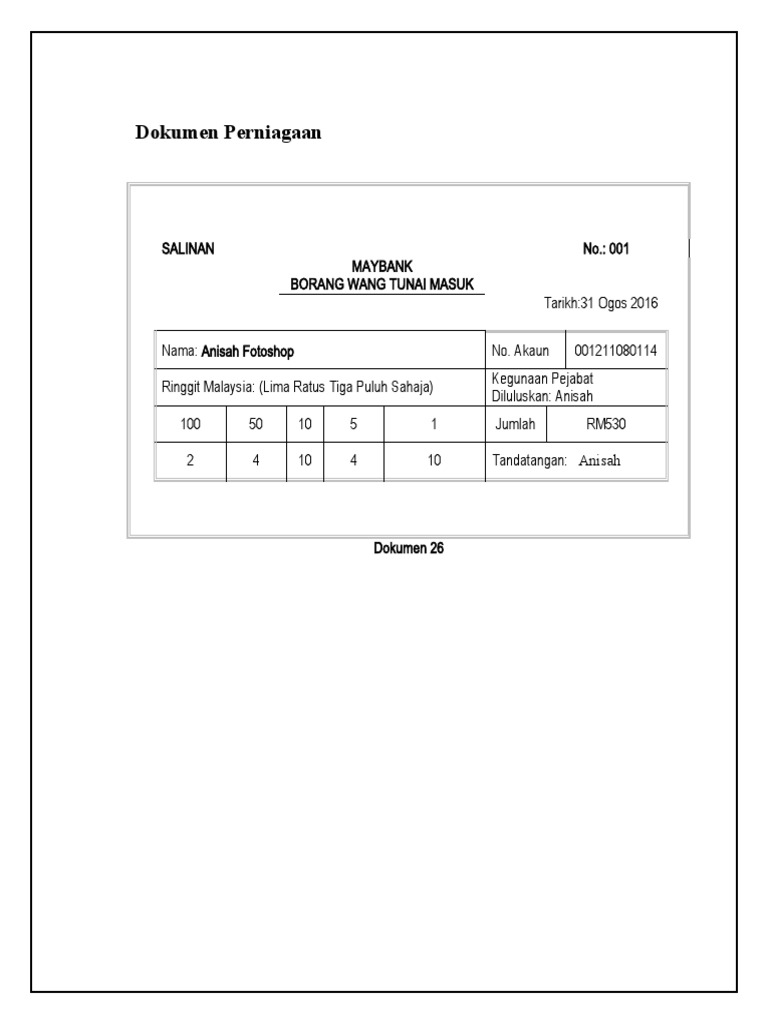 Slip Bank Borang Wang Masuk 2 | PDF