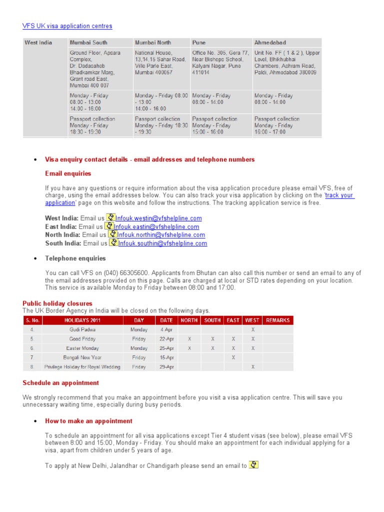 VFS UK Visa Application Centre Guide | PDF | Travel Visa | Government ...