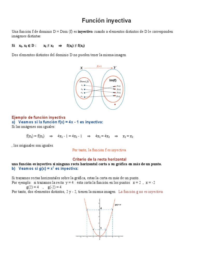 INYECTIVA | PDF | Función (Matemáticas) | Relaciones matematicas