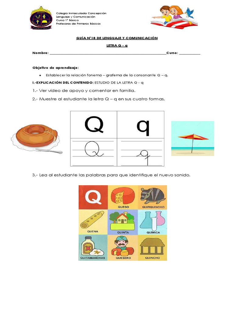 Guia N°18 de Lenguaje Letra Q | PDF | Comunicación | Comunicación humana
